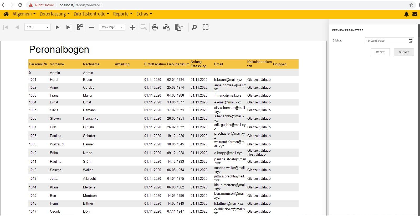 Personalbogen - timeCardshop // Zahner Net GmbH